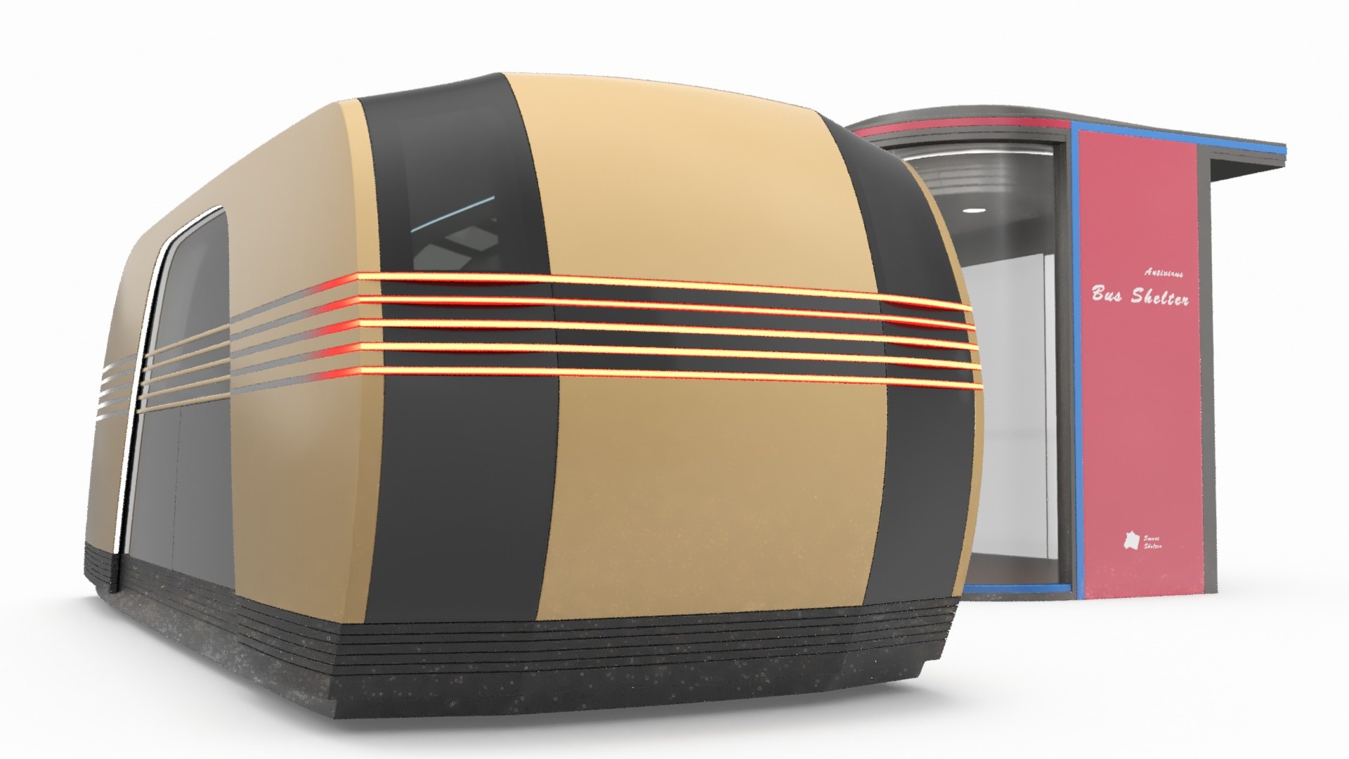 Tesla Robovan At Smart Bus Stop 3D Model - TurboSquid 2324106