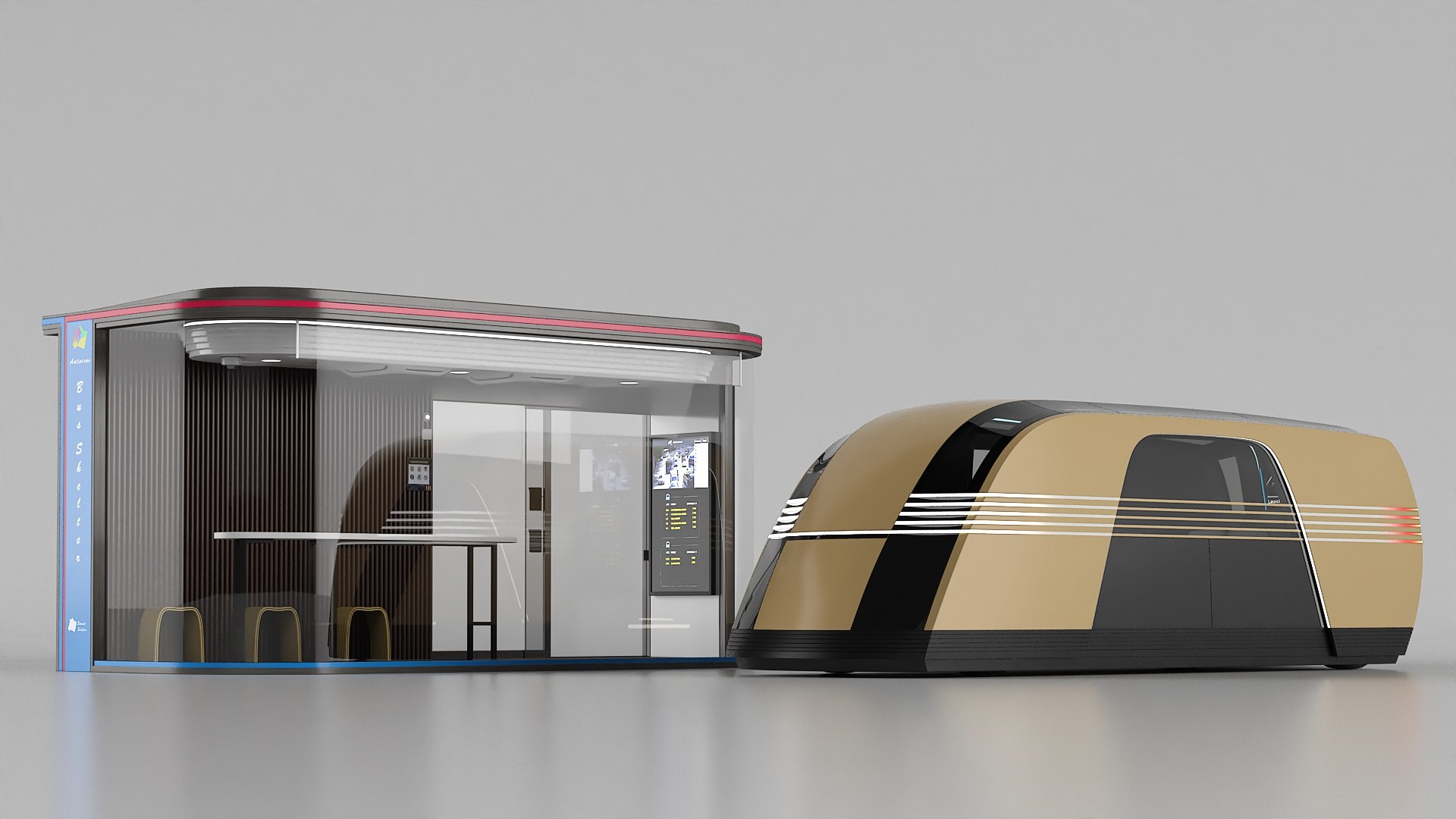 Tesla Robovan At Smart Bus Stop 3D Model - TurboSquid 2324106