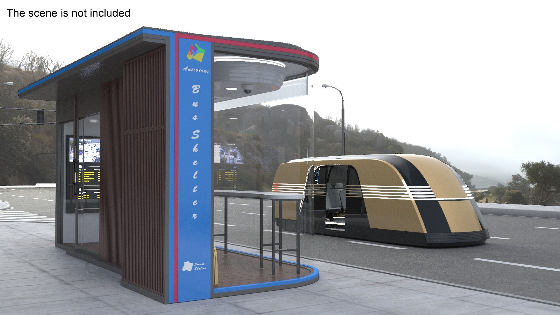 Tesla Robovan At Smart Bus Stop 3D Model - TurboSquid 2324106