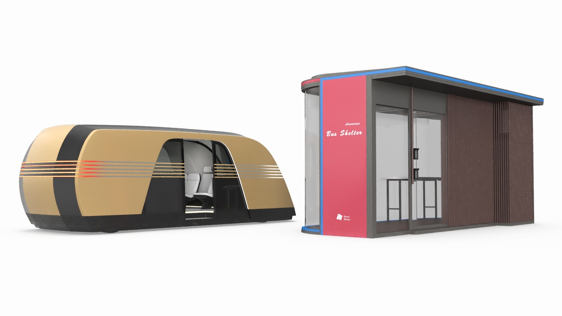 Tesla Robovan At Smart Bus Stop 3D Model - TurboSquid 2324106