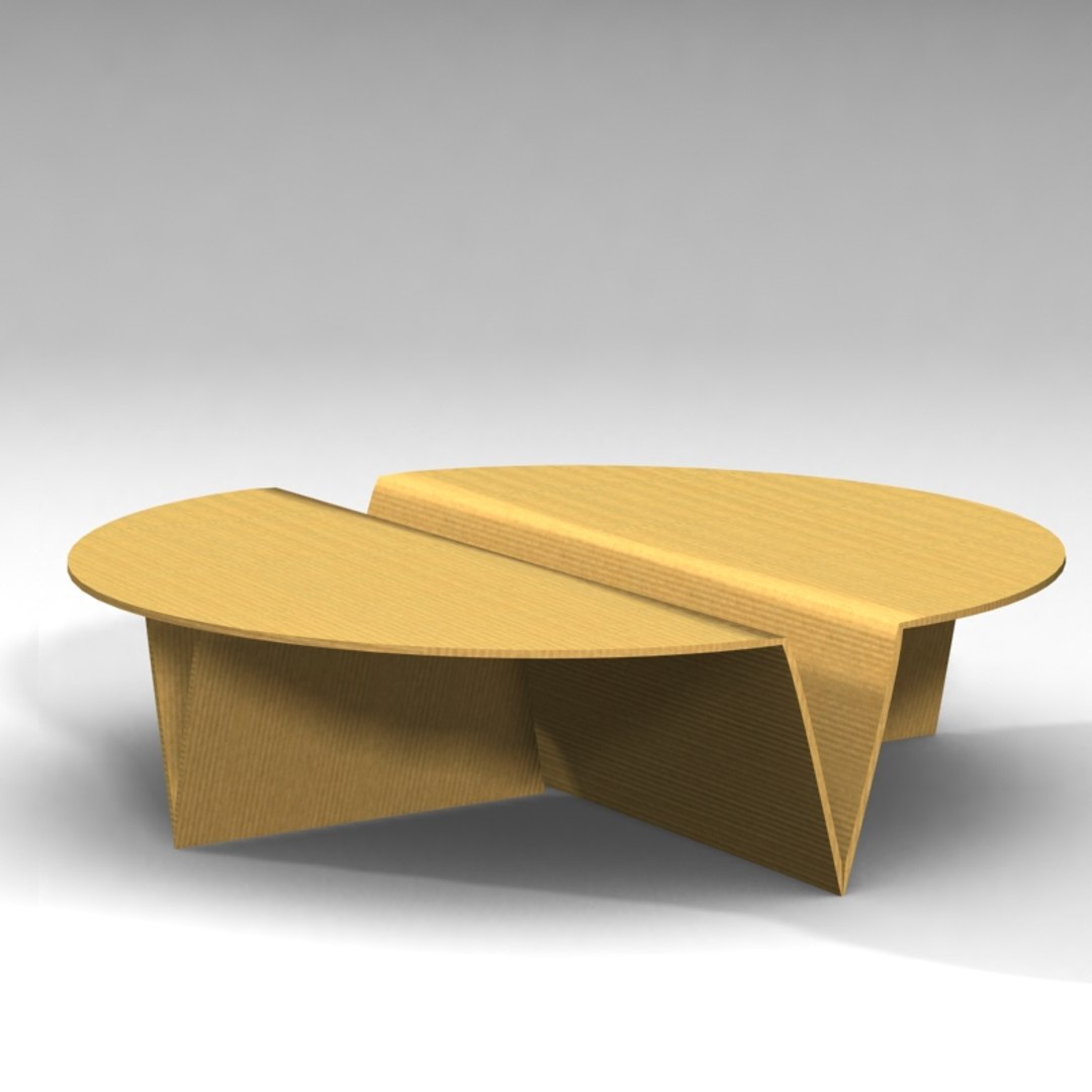Cardboard Furnitures Set Armchair Table 3d Model