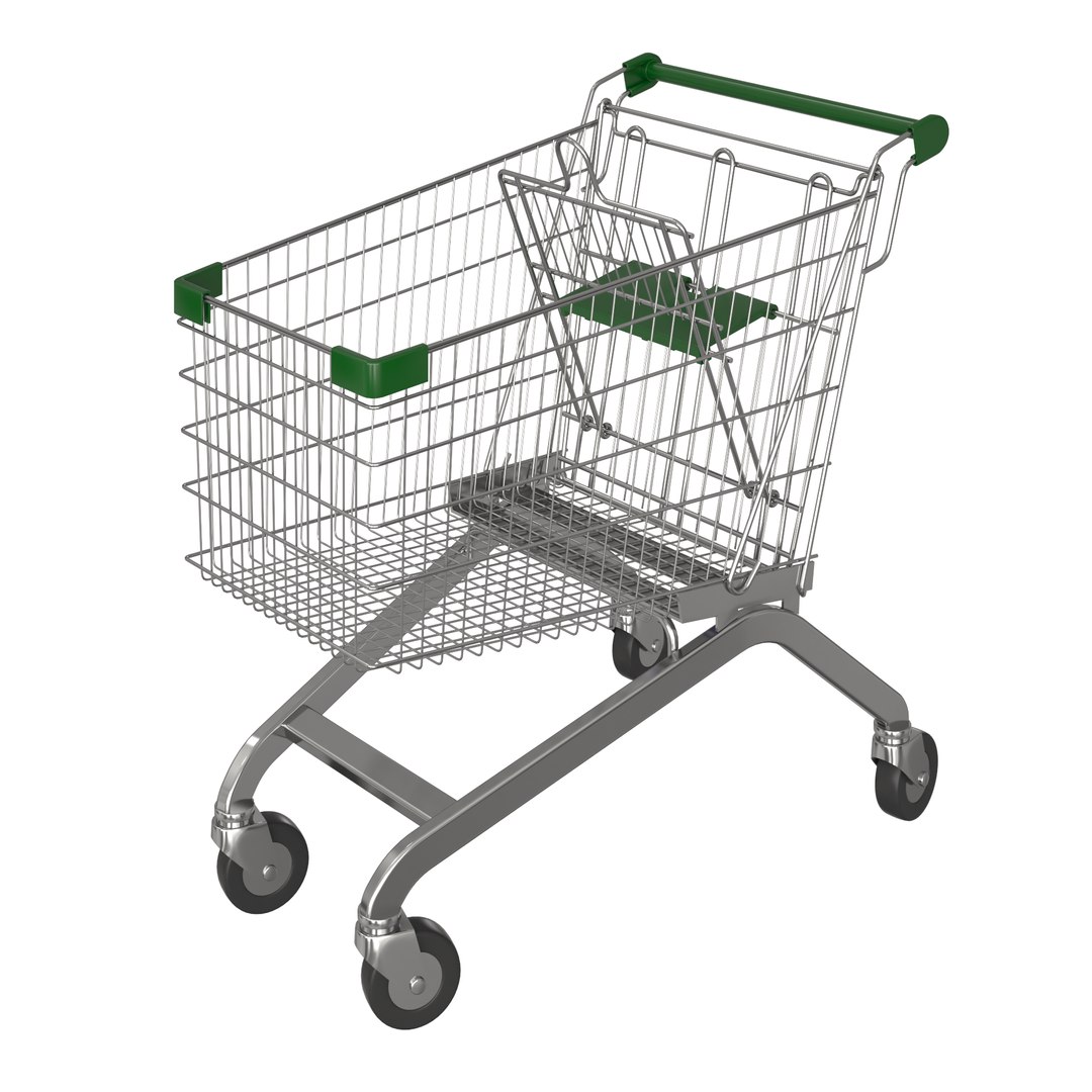 Green Shopping Cart 3D - TurboSquid 1387045
