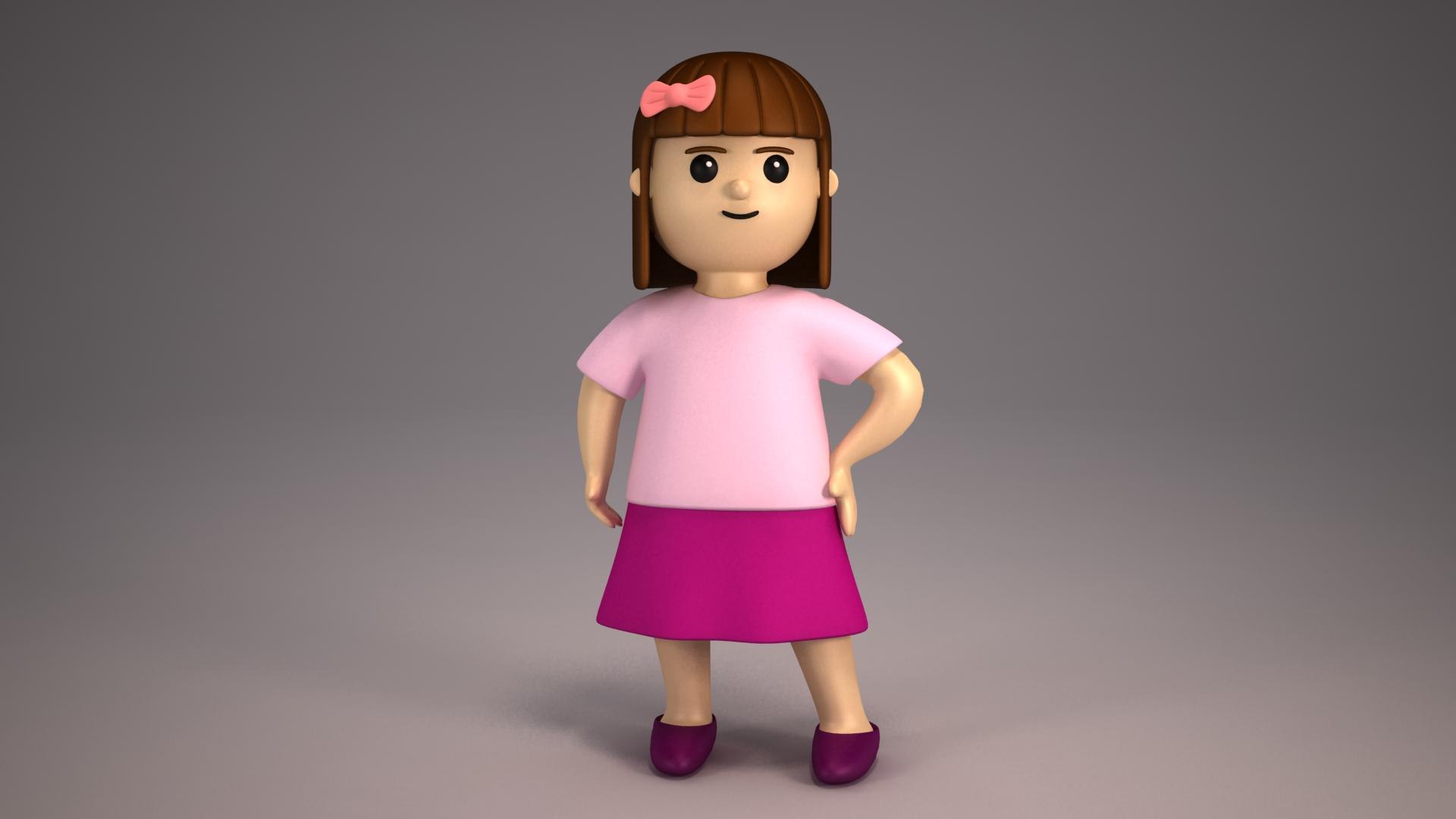 Cartoon Girl 3d Model Turbosquid 2229181