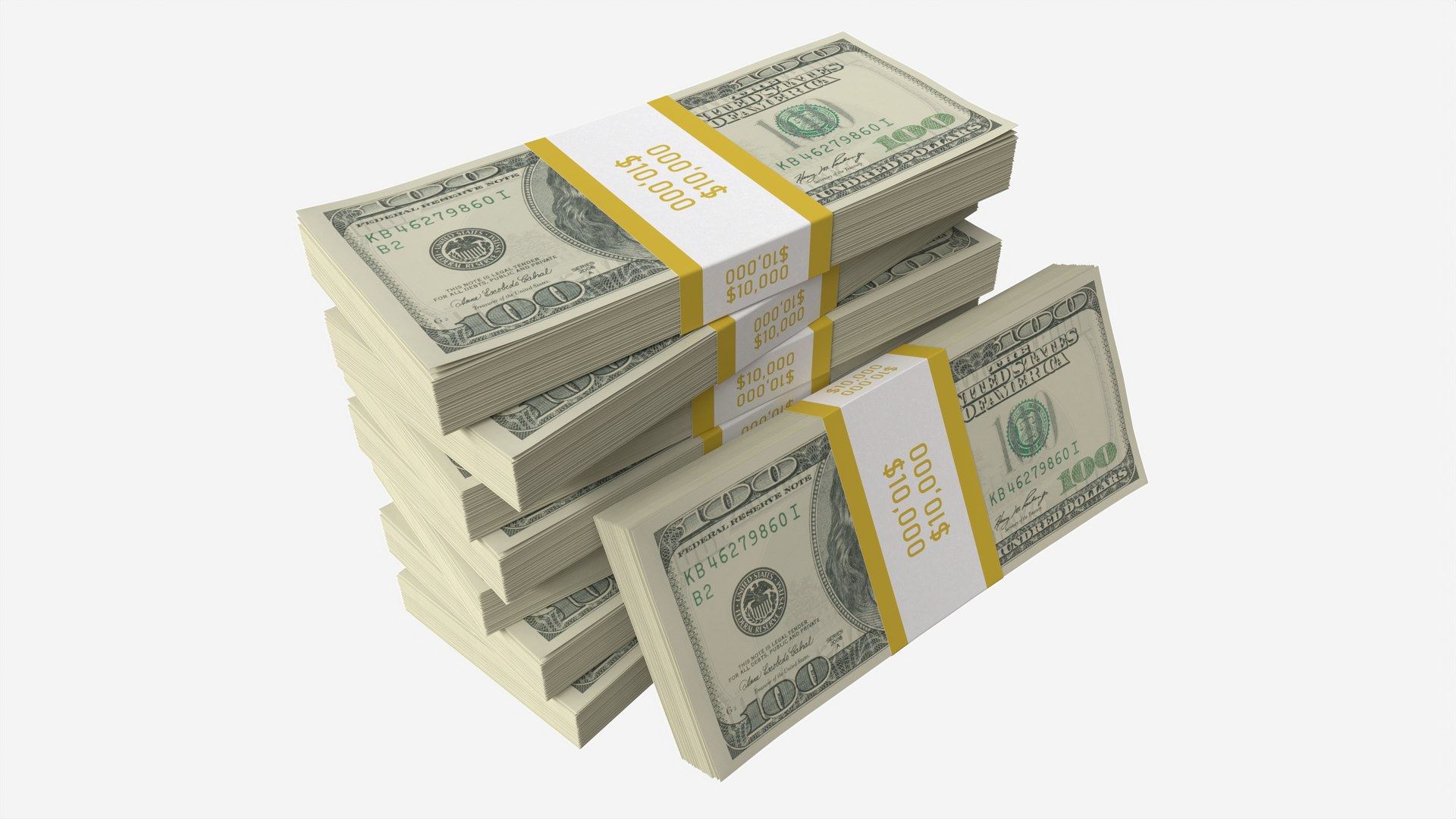 3D American dollar bundles medium set model - TurboSquid 2105820