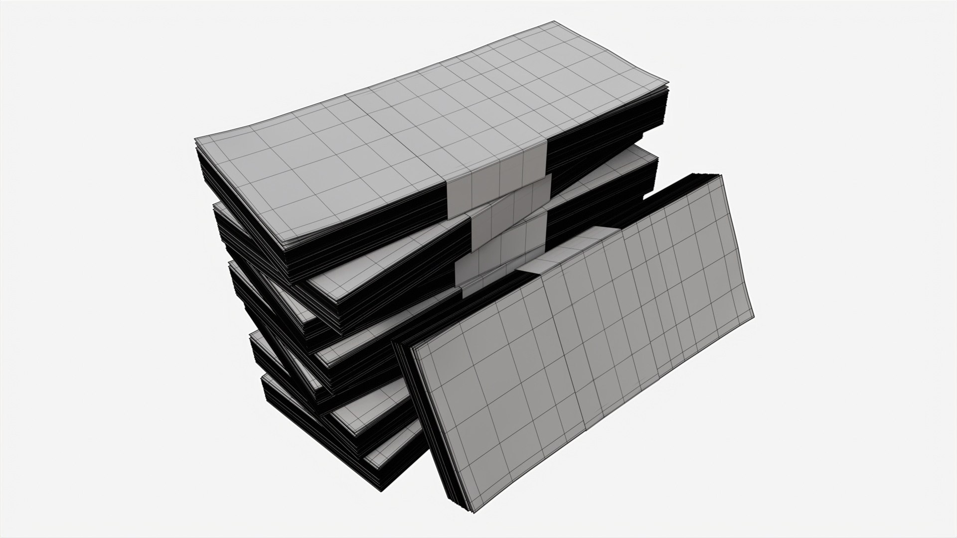 3D American dollar bundles medium set model - TurboSquid 2105820