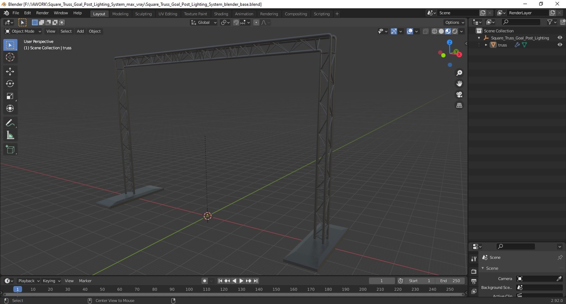 Square Truss Goal Post Lighting System 3D Model - TurboSquid 2206551