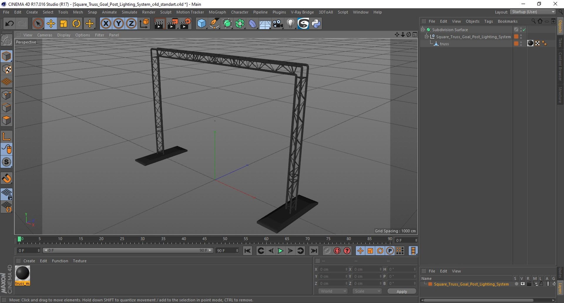 Square Truss Goal Post Lighting System 3D Model - TurboSquid 2206551