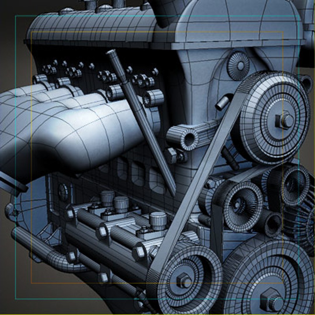 3d 3ds Inline 4 Cylinder Petrol Engine