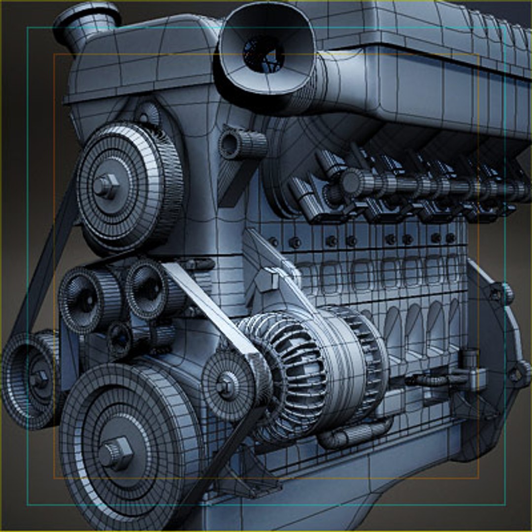 3d 3ds Inline 4 Cylinder Petrol Engine