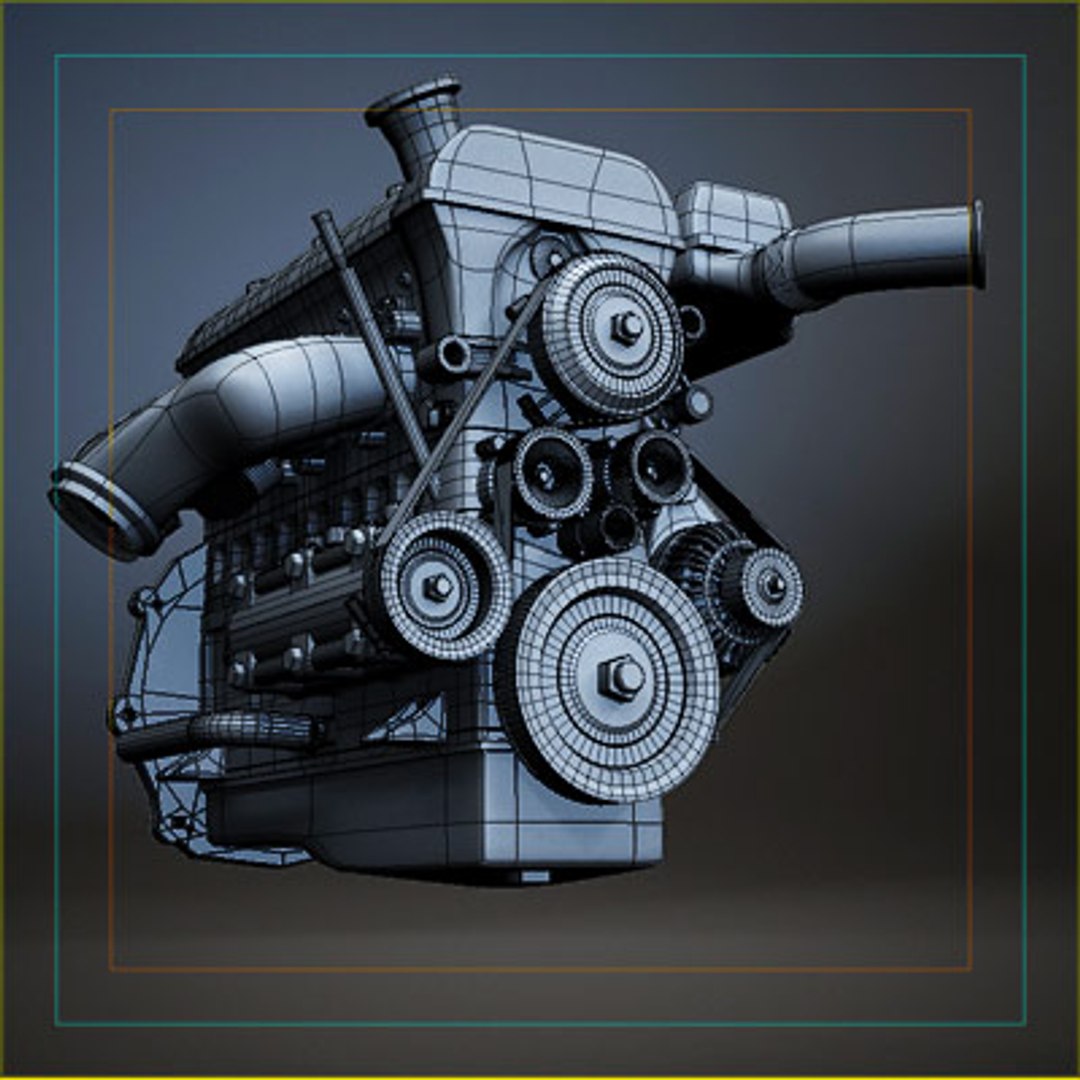 3d 3ds Inline 4 Cylinder Petrol Engine