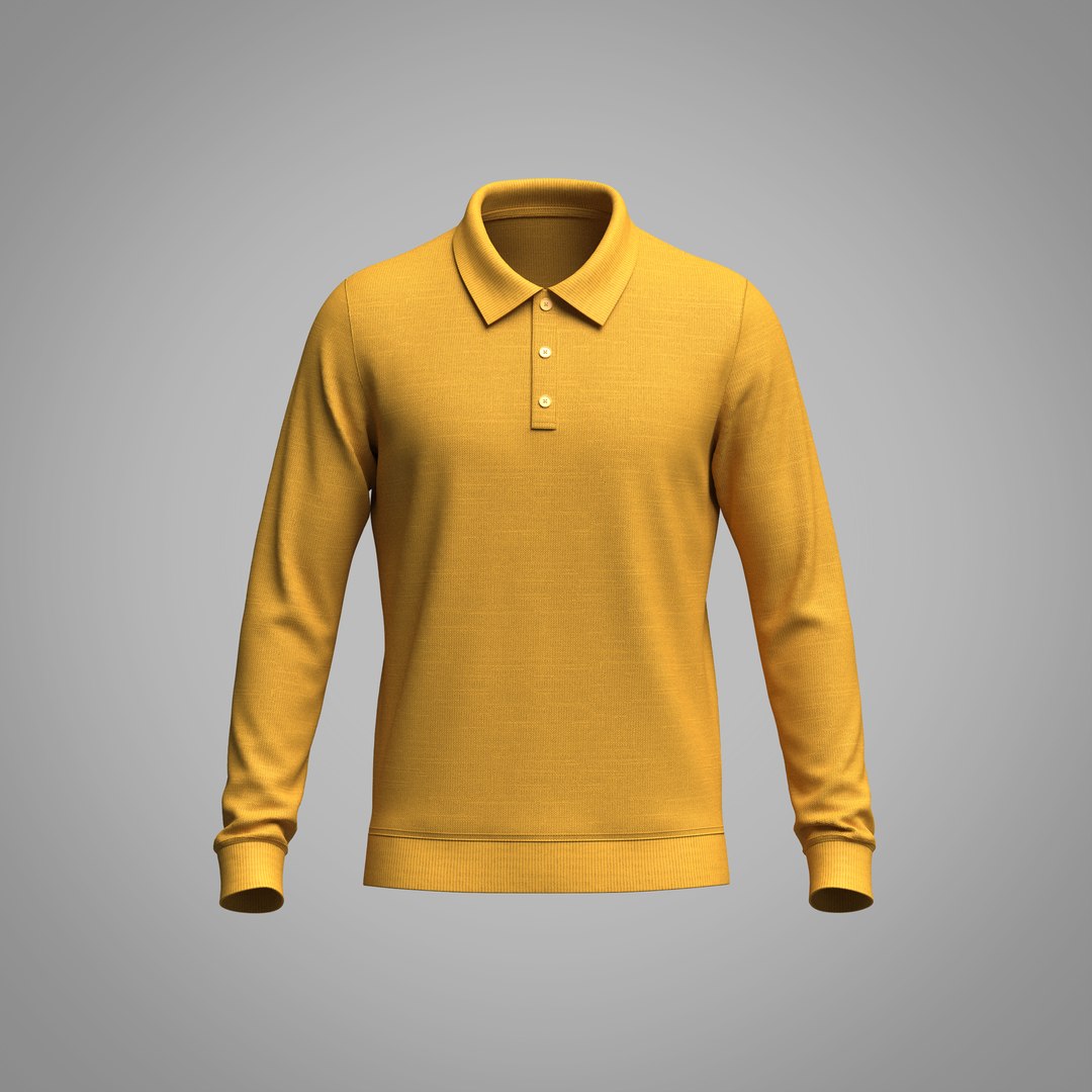 Mens Full Sleeve Ribbed Polo 3D Model 3D Model - TurboSquid 2236411