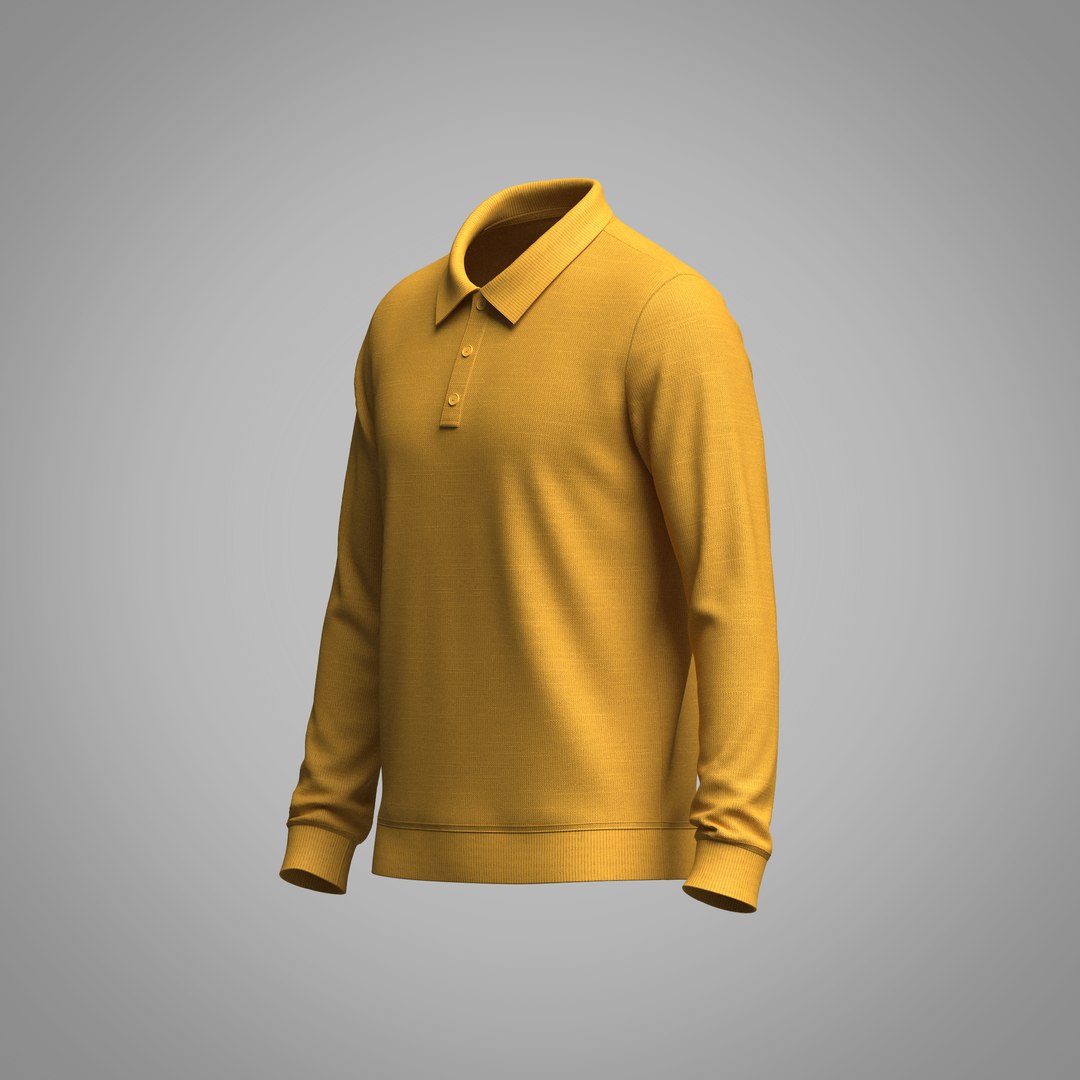 Mens Full Sleeve Ribbed Polo 3D Model 3D Model - TurboSquid 2236411