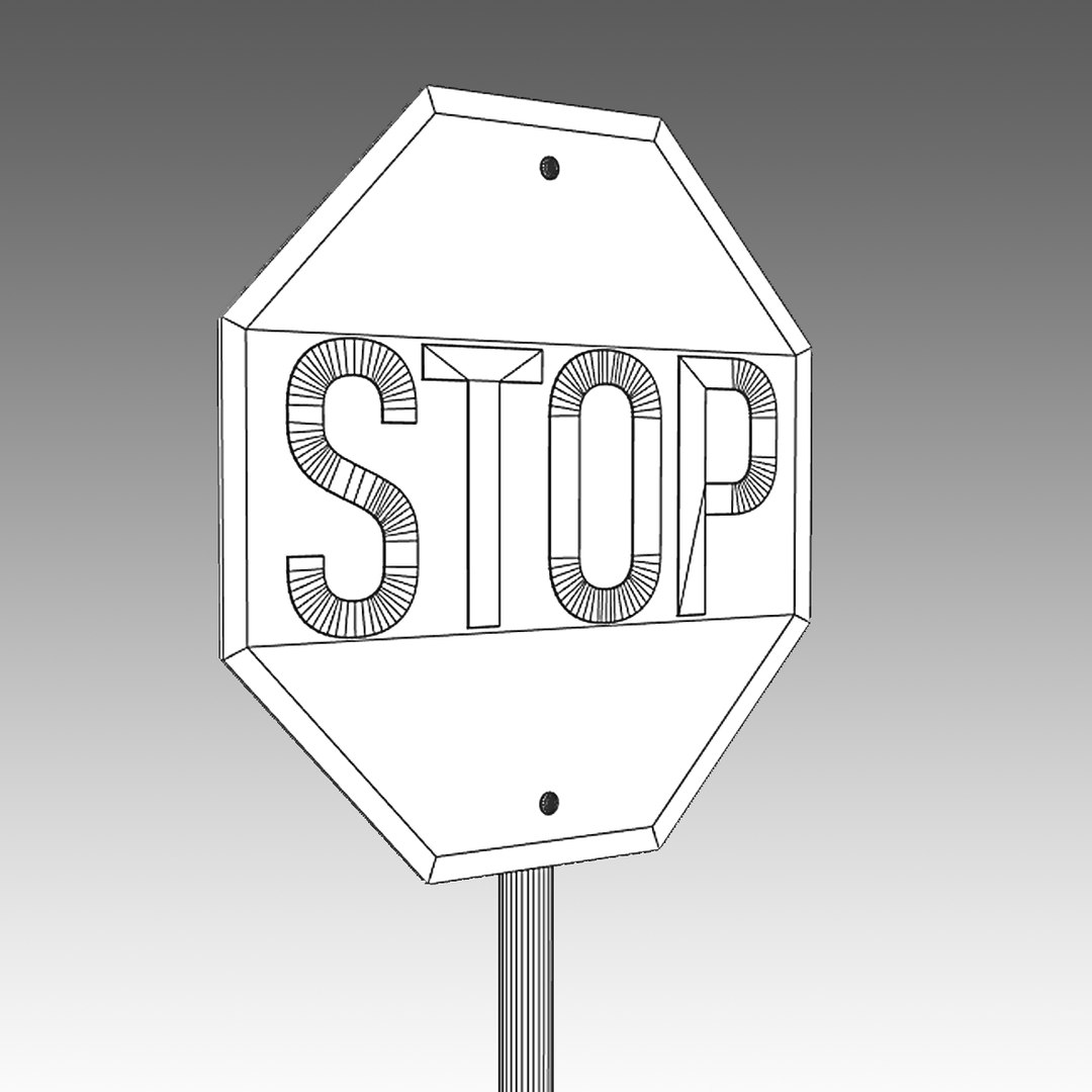 street sign stop 3d max