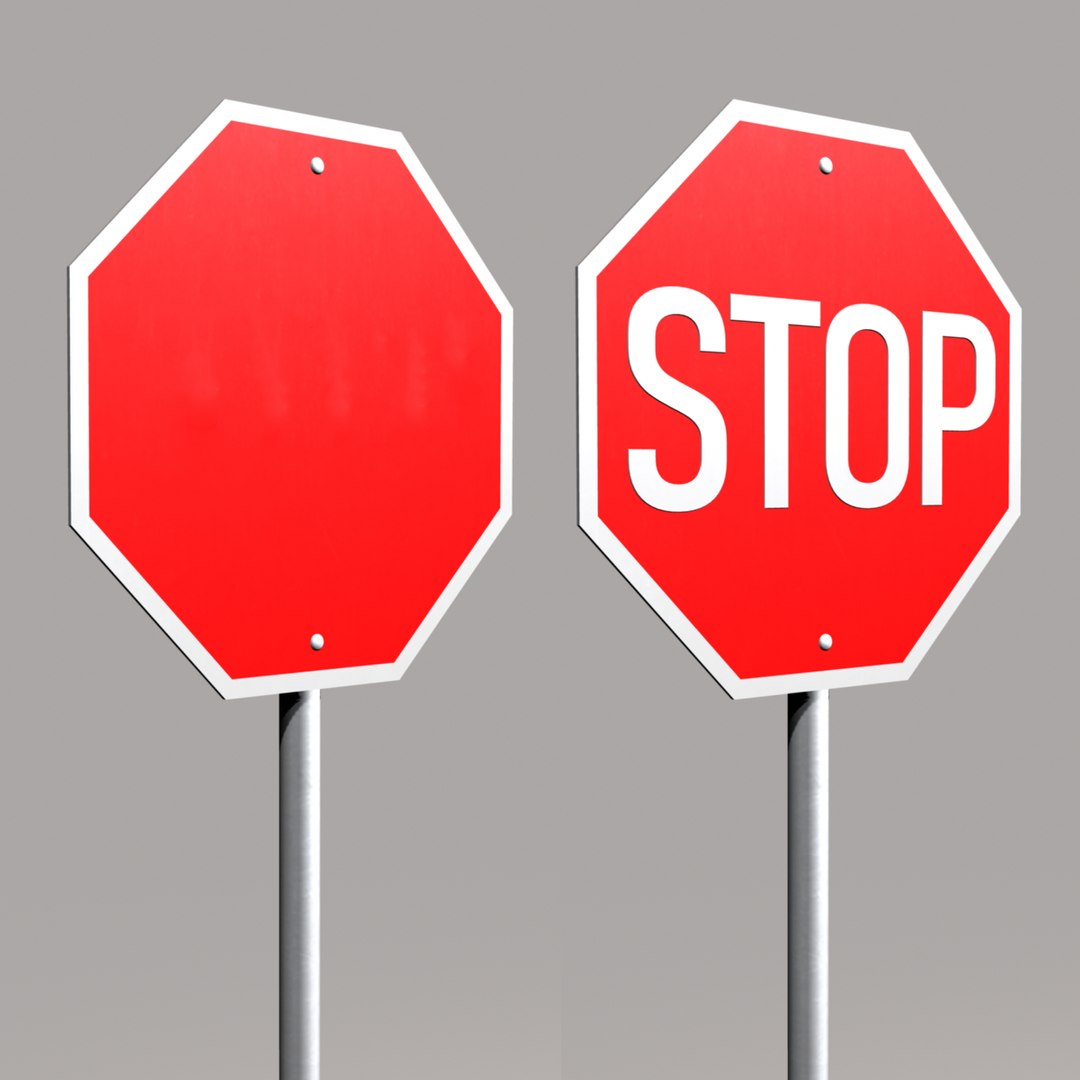 street sign stop 3d max