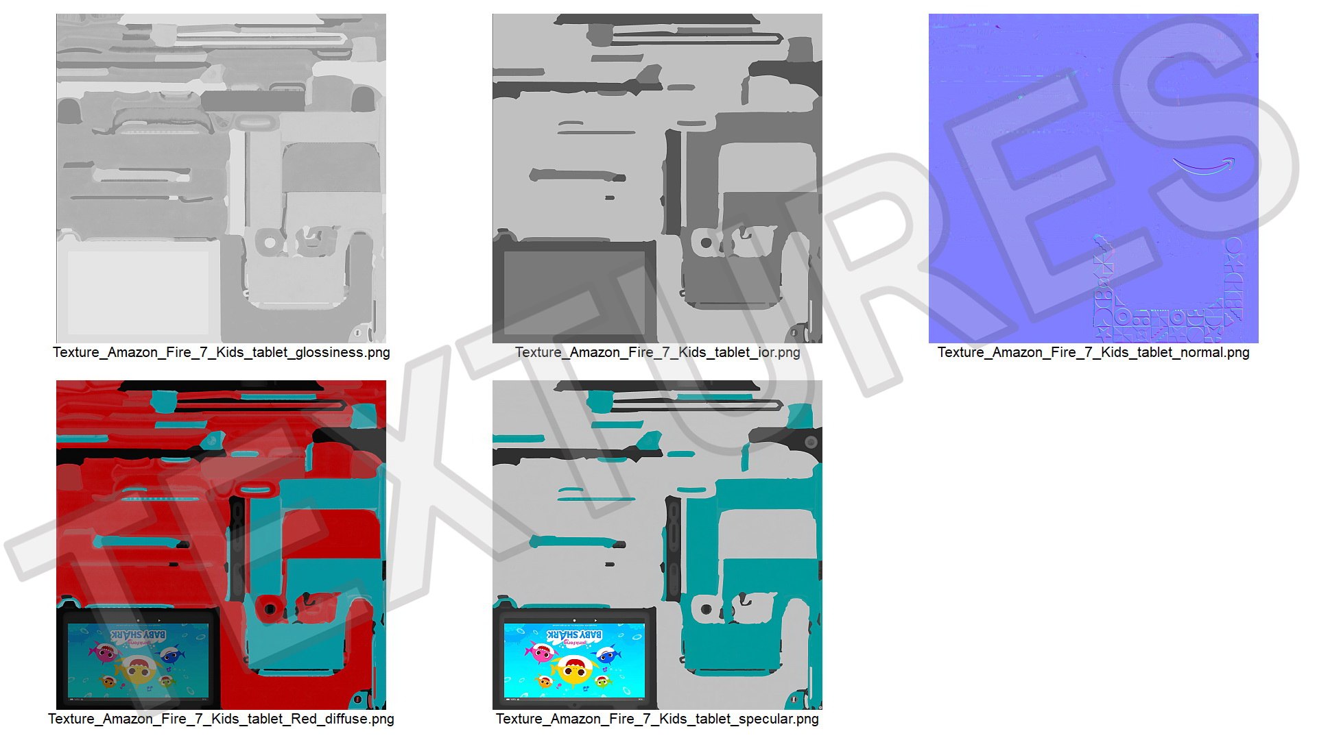 Tablet For Kids Amazon Fire 7 Red 3D Model - TurboSquid 2121411