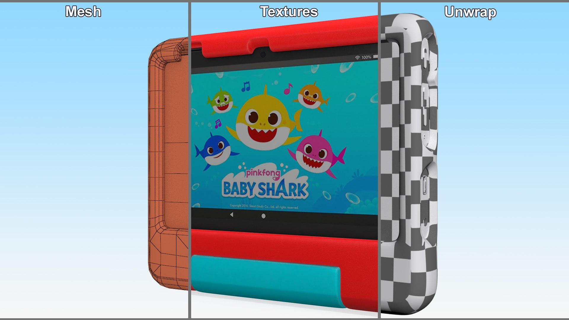 Tablet For Kids Amazon Fire 7 Red 3D Model - TurboSquid 2121411