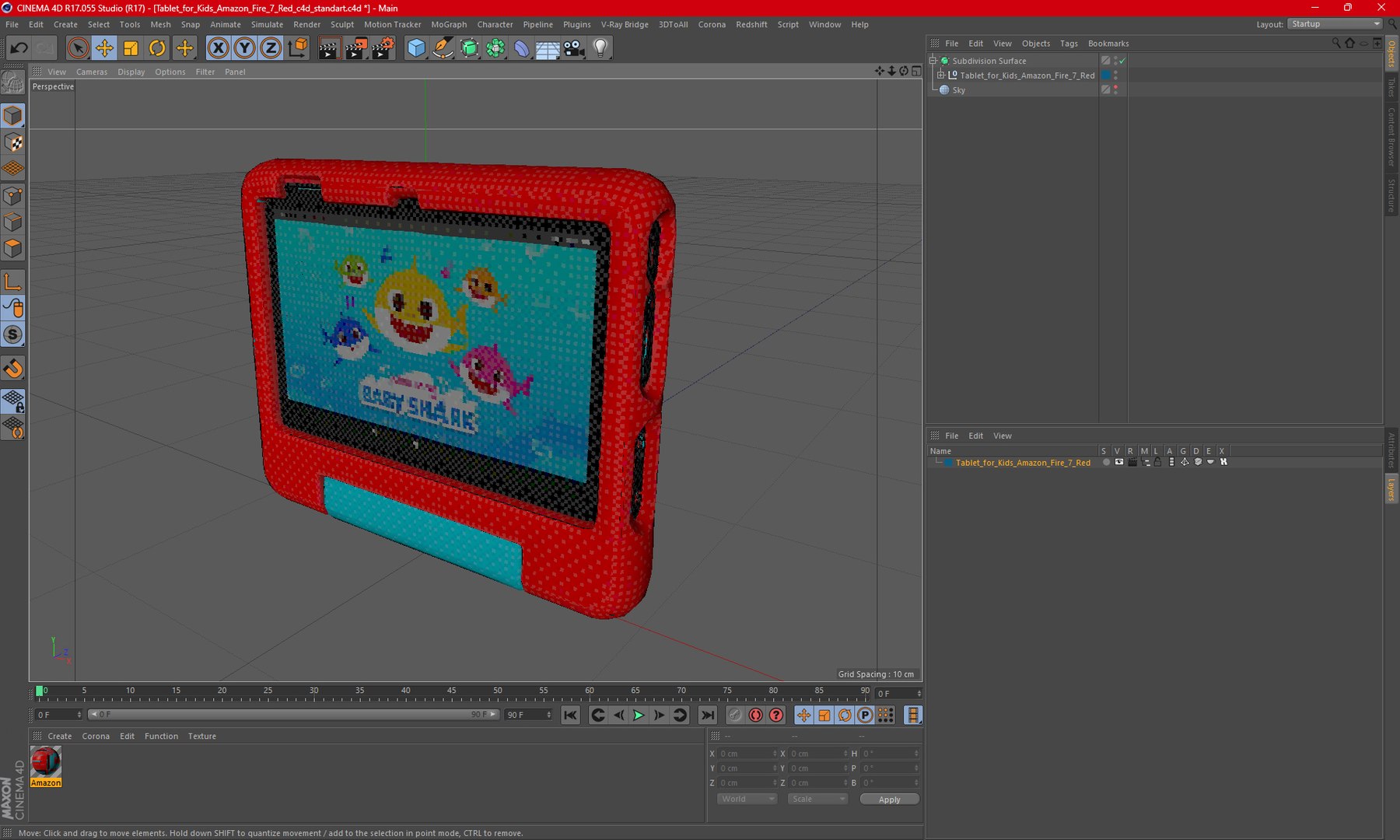 Tablet For Kids Amazon Fire 7 Red 3D Model - TurboSquid 2121411
