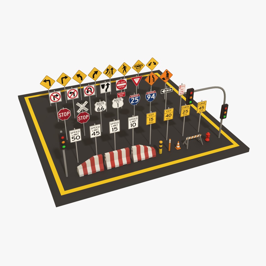 USA Traffic Signs 3D - TurboSquid 1992244