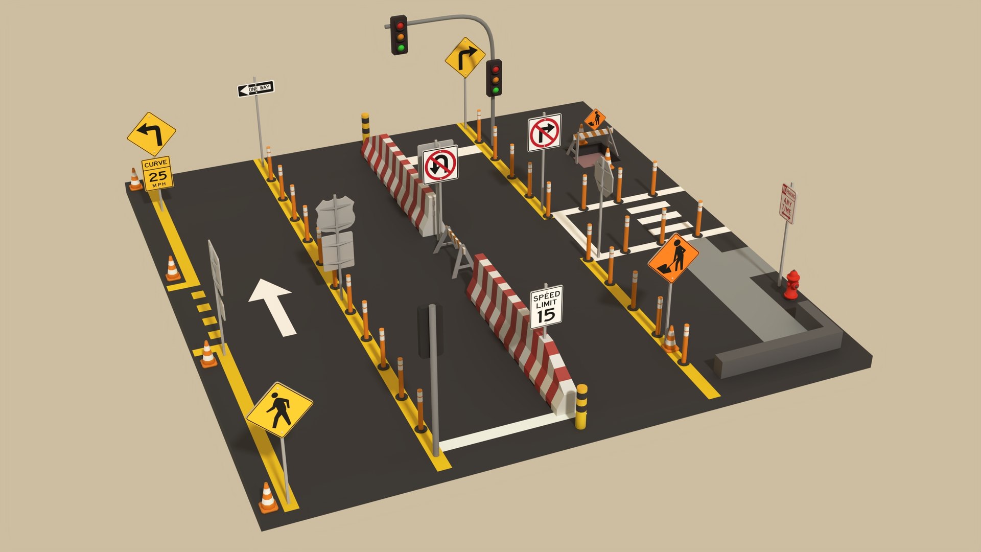 USA Traffic Signs 3D - TurboSquid 1992244