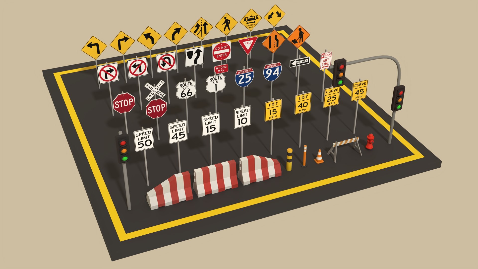 USA Traffic Signs 3D - TurboSquid 1992244