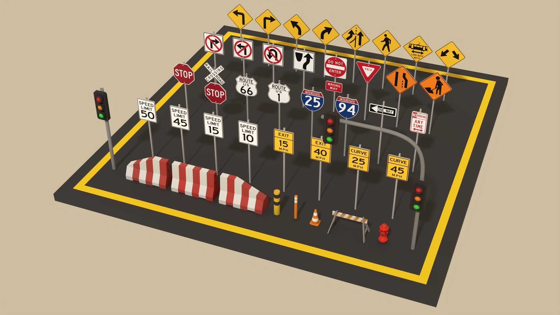 USA Traffic Signs 3D - TurboSquid 1992244