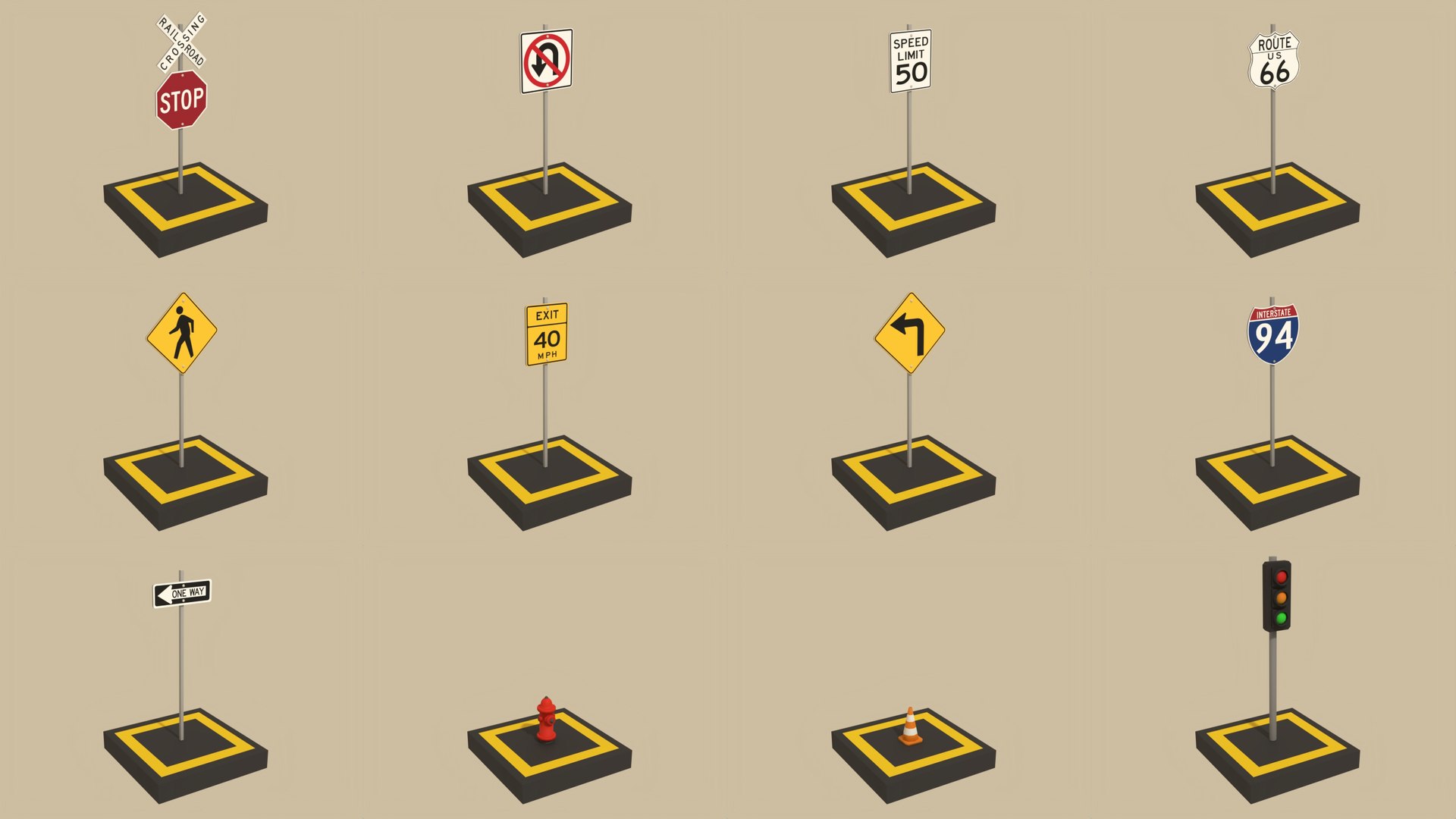 USA Traffic Signs 3D - TurboSquid 1992244