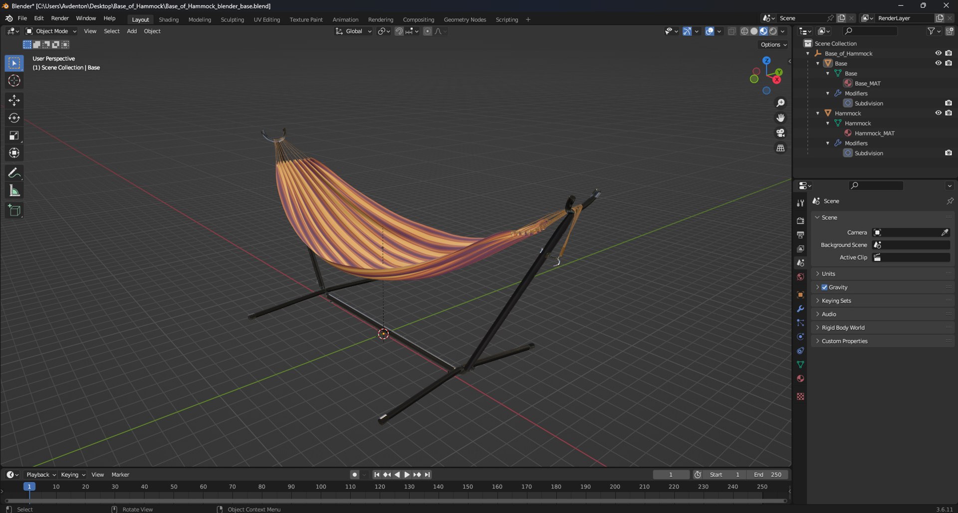 3D Base Of Hammock Model - TurboSquid 2273095
