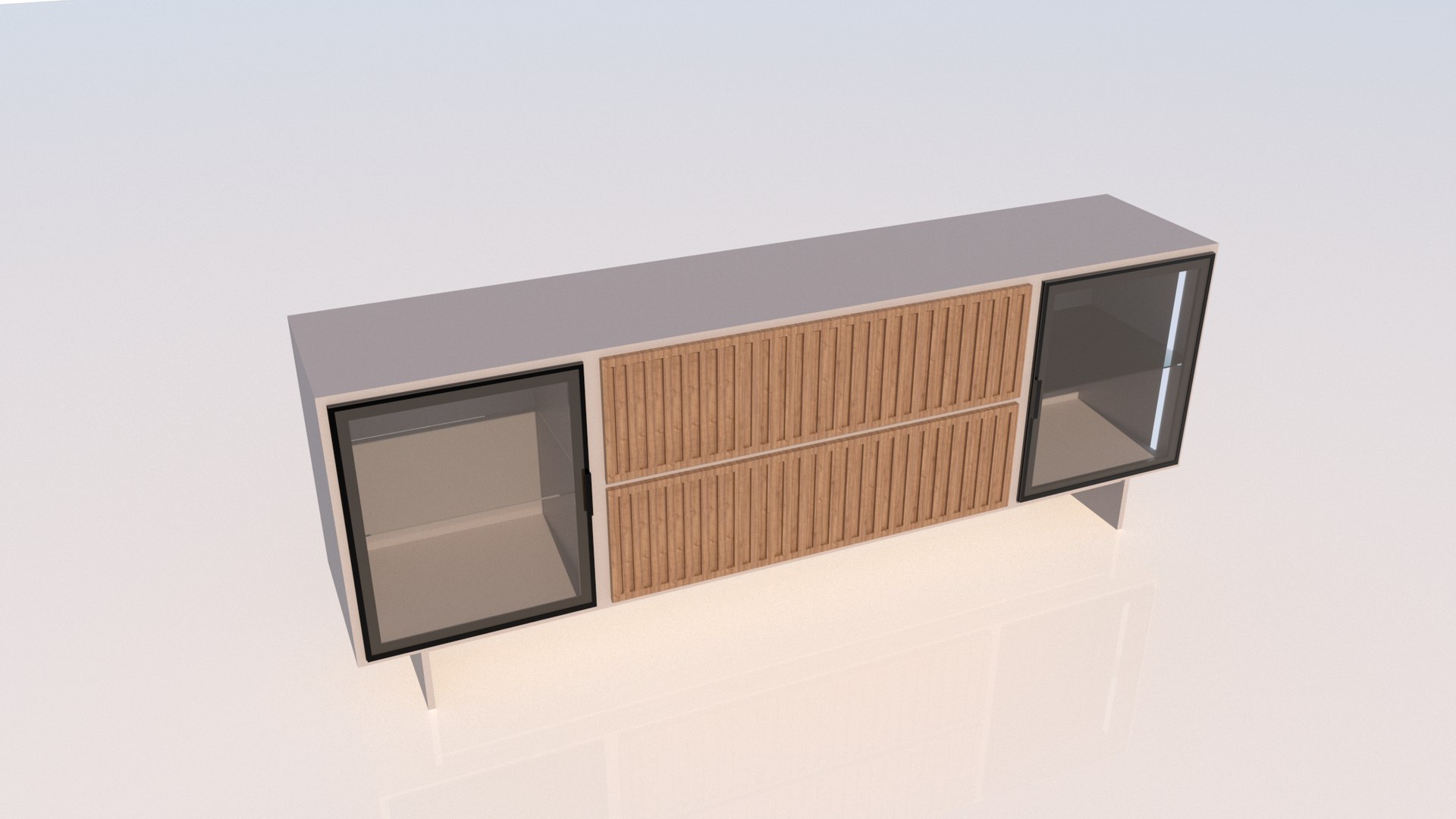 Contemporary TV Console With Wooden Accents 3D Model Model - TurboSquid ...