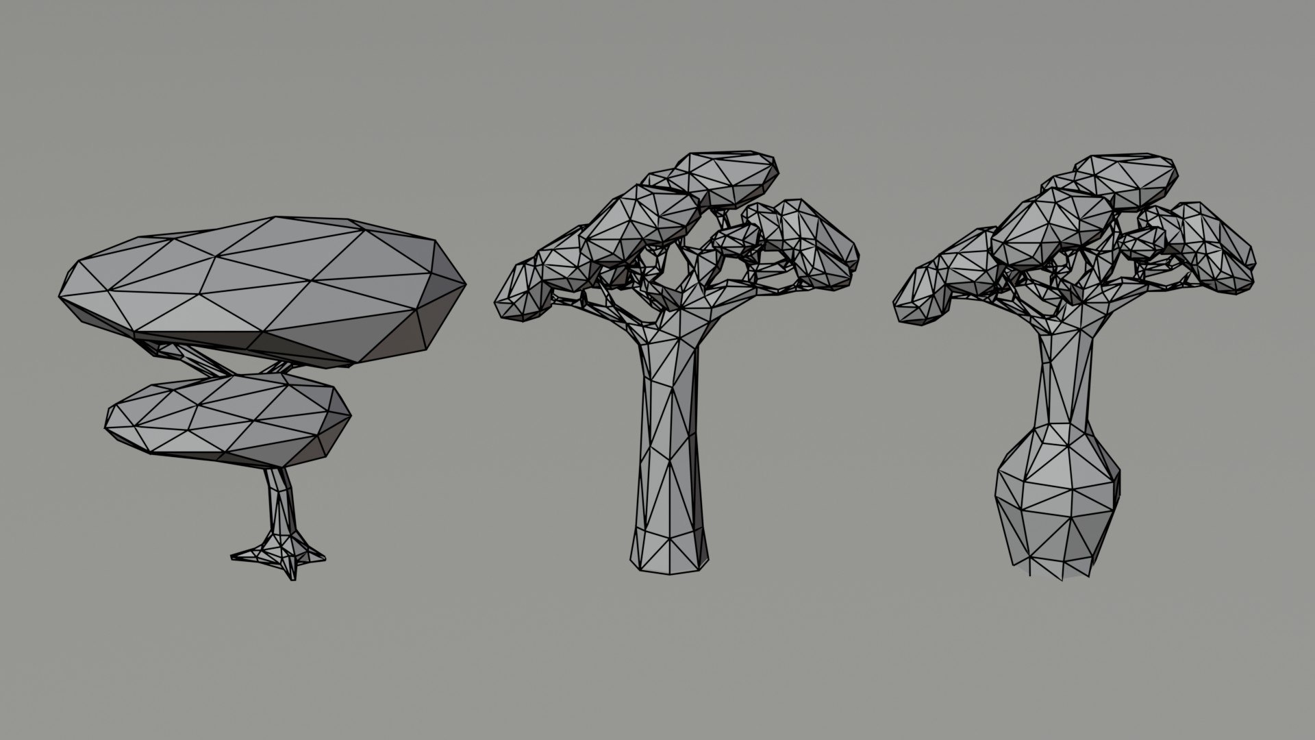 3D Model Low-poly Cartoon Fantasy Trees Asset Polygonal Style ...