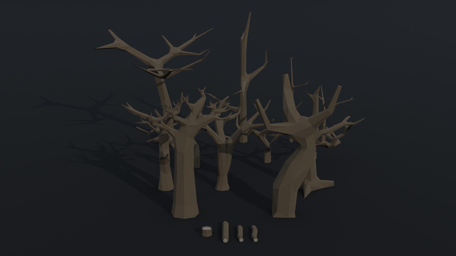 3D Model Low-poly Cartoon Fantasy Trees Asset Polygonal Style ...