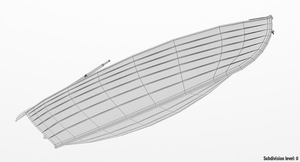 3d model wood lifeboat