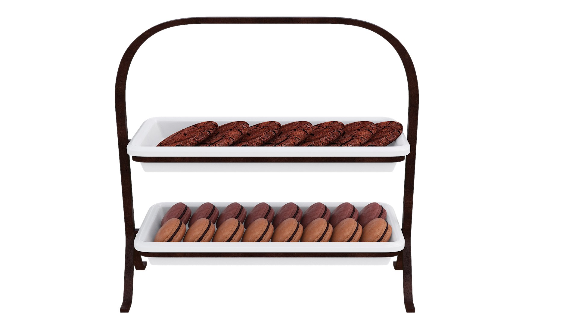3D Chocolate cookie and macaroon stand - TurboSquid 1970025