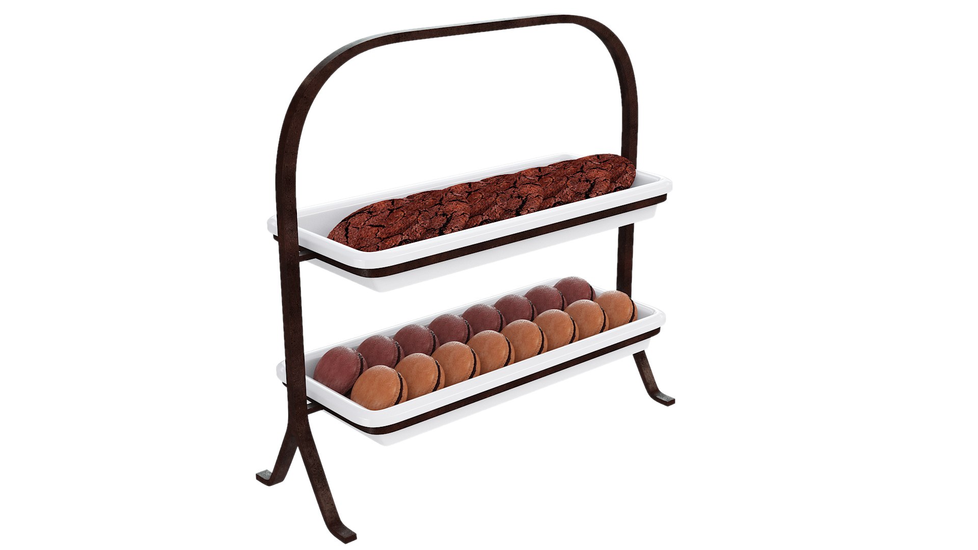 3D Chocolate cookie and macaroon stand - TurboSquid 1970025