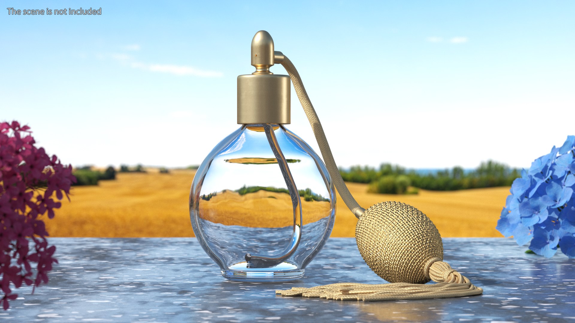 Empty Golden Perfume Bottle With Hose Pump 3D - TurboSquid 2098611