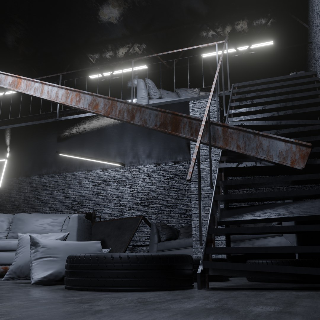 3D Loft Interior Model - TurboSquid 1889251
