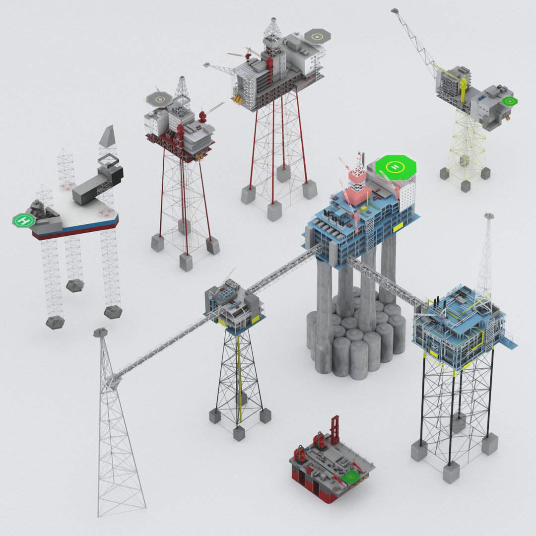 Oil rig platform pack 3D model - TurboSquid 1194271