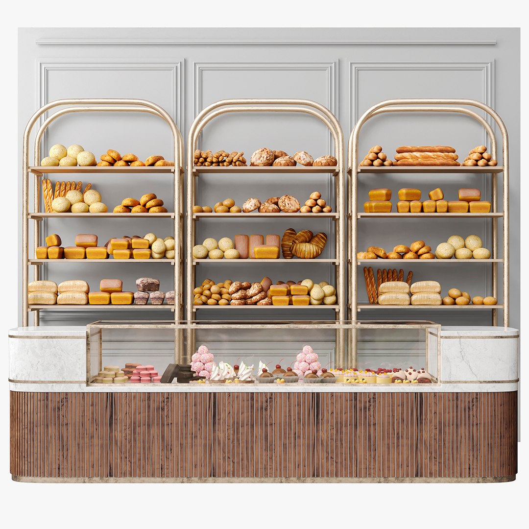 Large bakery with pastries and desserts 3D model - TurboSquid 2058214