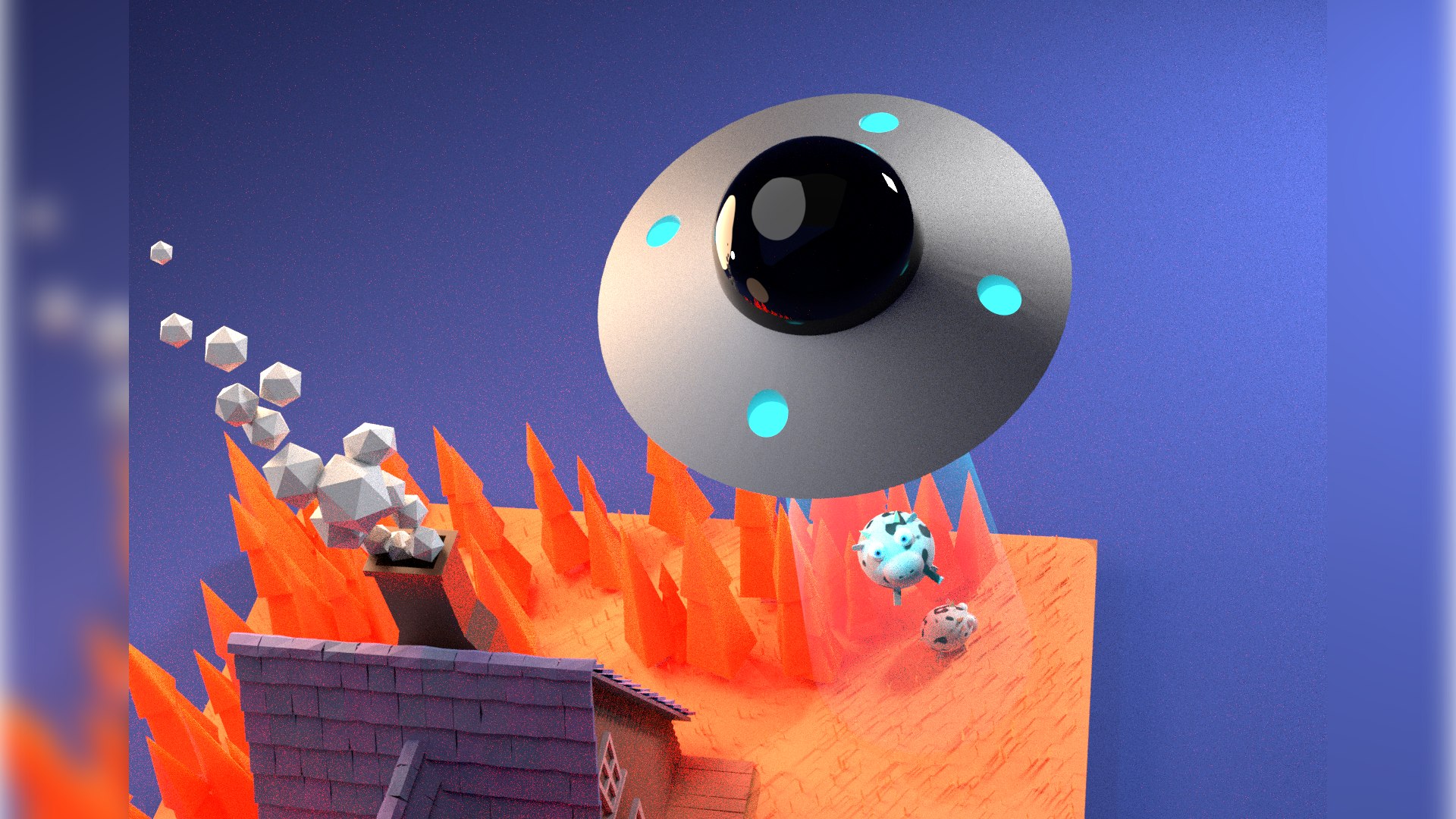 House With UFO Model - TurboSquid 1969789