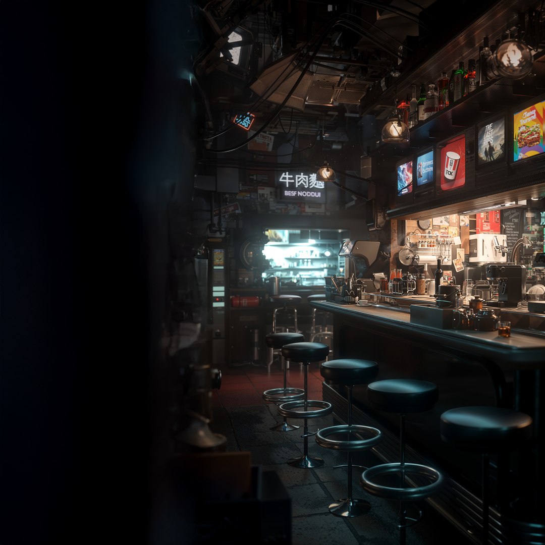 3D Cyberpunk Pub Model - TurboSquid 2366401