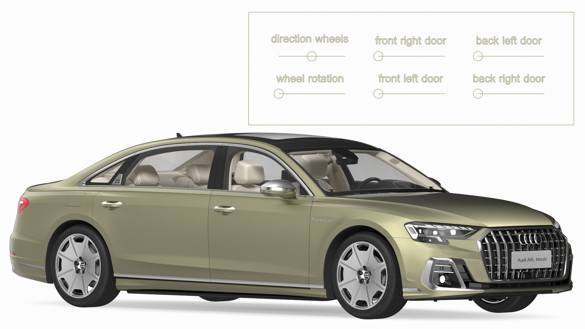 3D Model Horch Audi A8L Luxury Sedan Green Rigged - TurboSquid 1987174