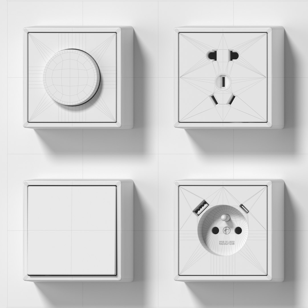 JUNG LS Cube Switches And Sockets Kit 80 Items 3D Model - TurboSquid ...