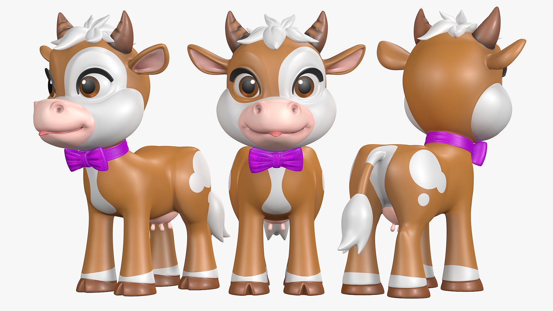 3D Model Cartoon Cow Brown Character 8k - TurboSquid 1944261
