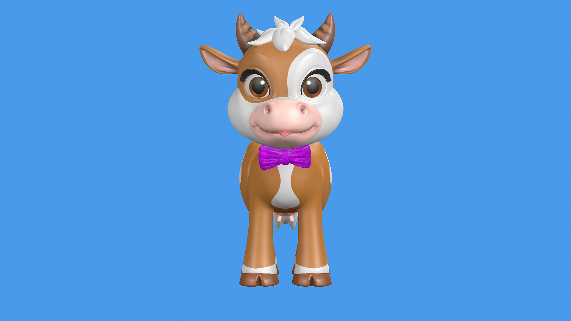 3D Model Cartoon Cow Brown Character 8k - TurboSquid 1944261