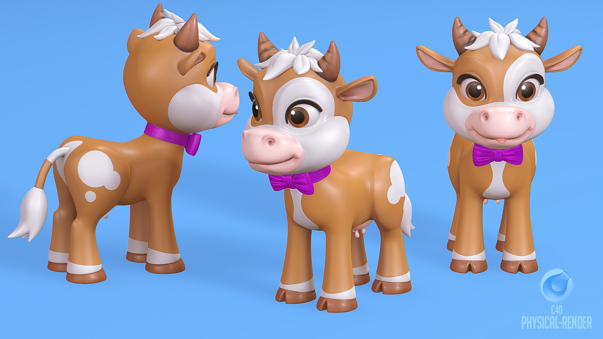 3D Model Cartoon Cow Brown Character 8k - TurboSquid 1944261