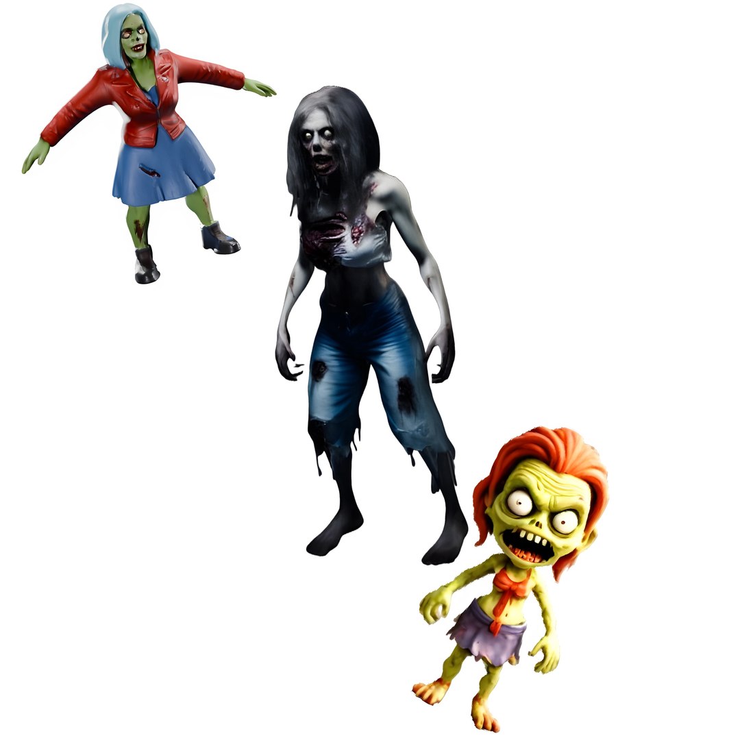 modelo 3d Trío zombi: compañeros espeluznantes - TurboSquid 2309859