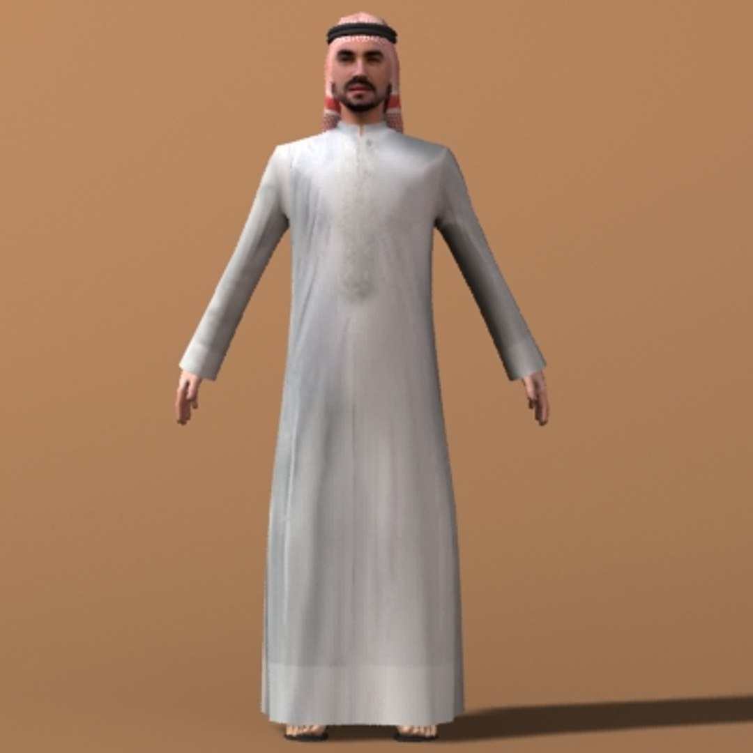 3d arab man character rigged model