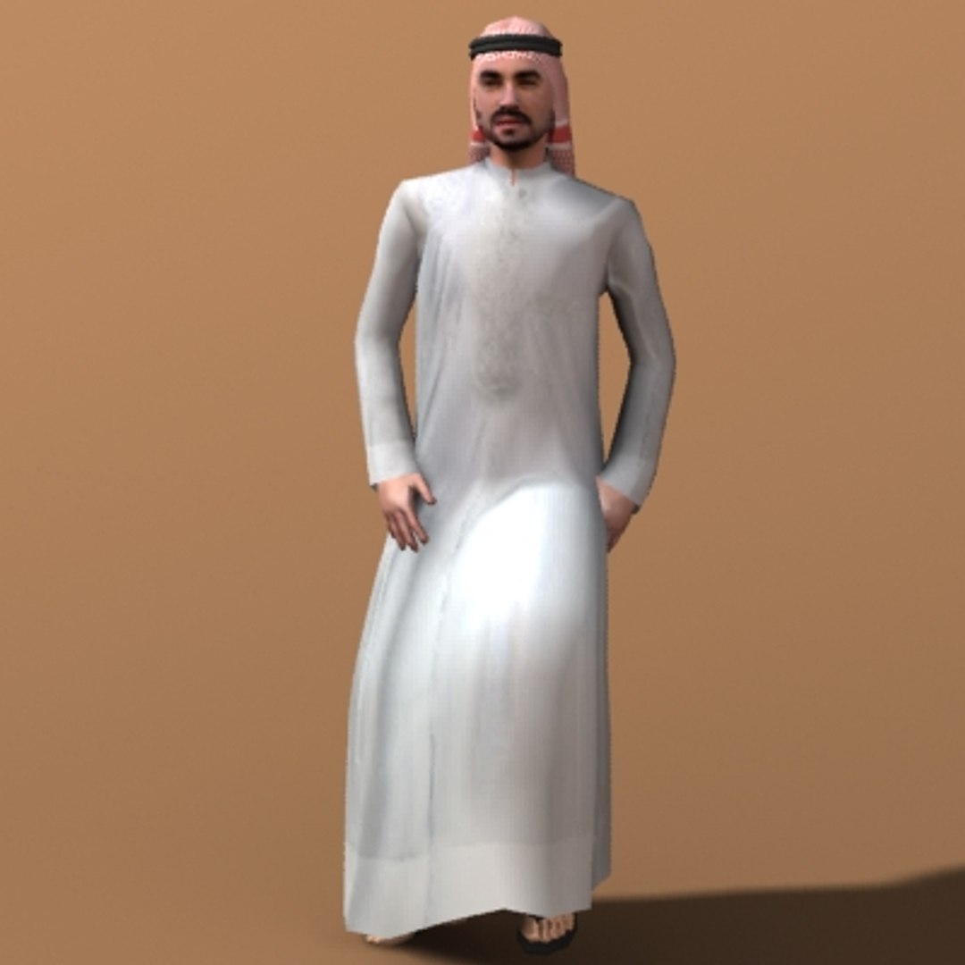 3d arab man character rigged model