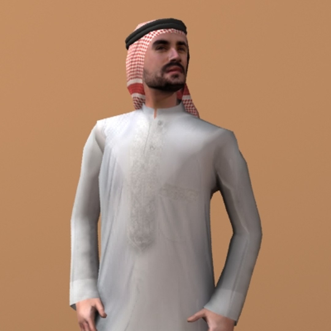 3d arab man character rigged model