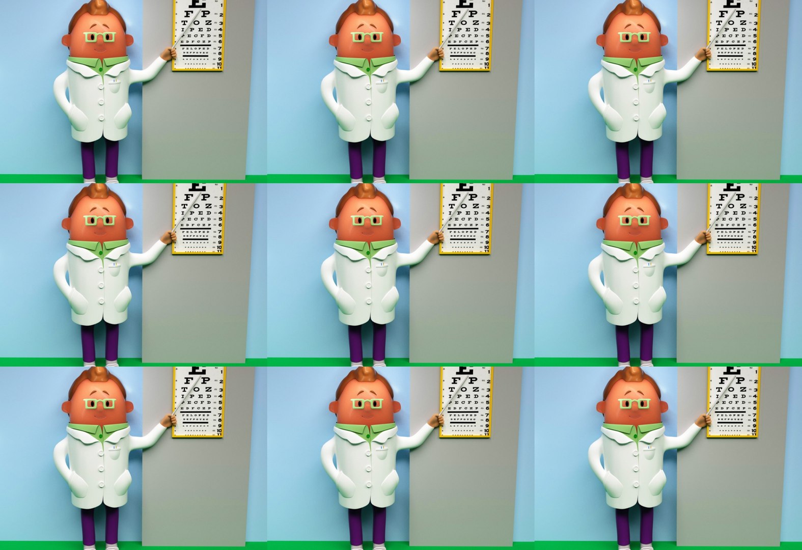 3D Model Cartoon Male Doctor IP Image Male Glasses Male Eye Chart ...