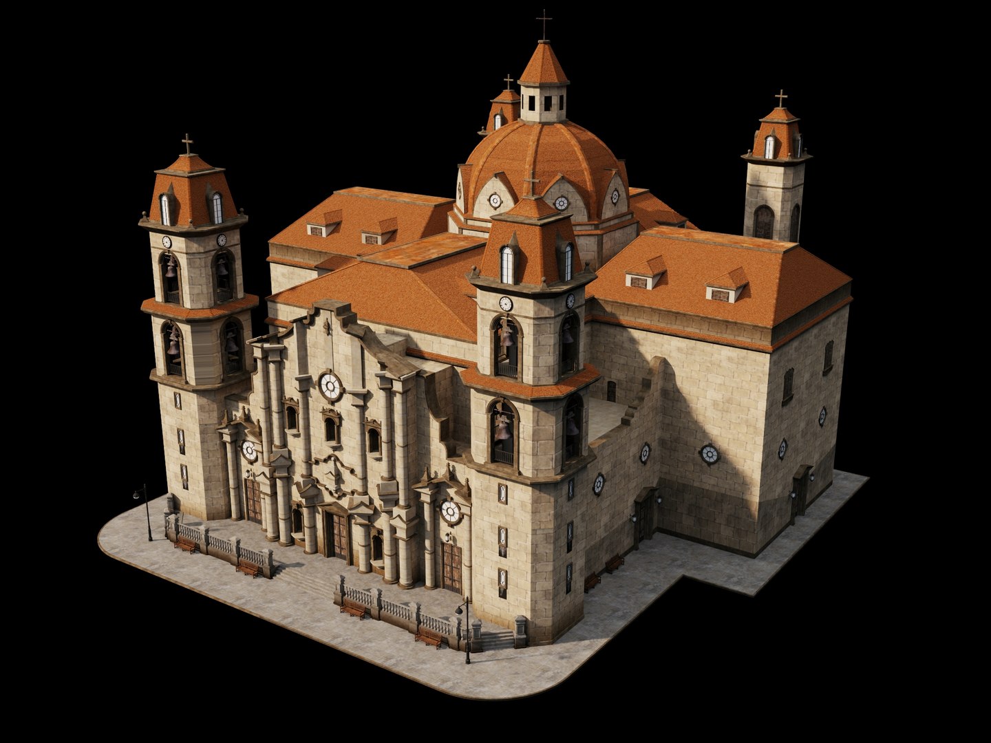 modèle 3D de Maquette détaillée des tours jumelles de l'église ...